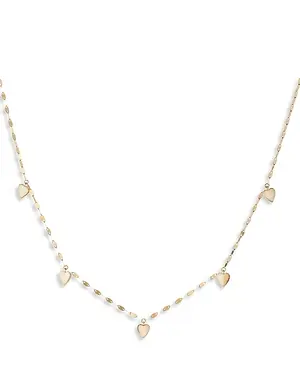 Lana Jewelry 14k Yellow Heart Dangle Station Necklace - Gold
