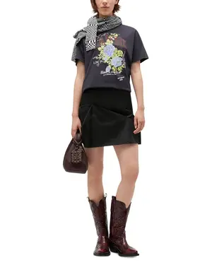 GANNI Rose Logo Graphic Tee - Phantom
