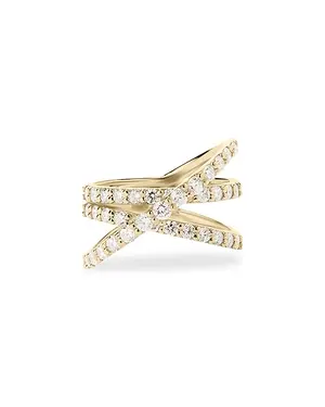Lana Jewelry 14k Yellow Diamond Crossover Ring - Gold