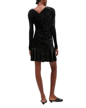 GANNI Velour Crossover Ruched Mini Dress