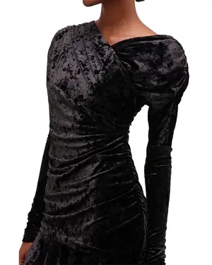 GANNI Velour Crossover Ruched Mini Dress