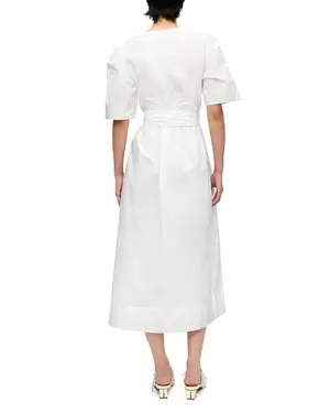 GANNI Stretch Cotton Midi Dress - Bright White