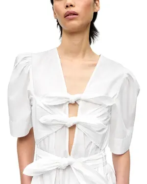 GANNI Stretch Cotton Midi Dress - Bright White