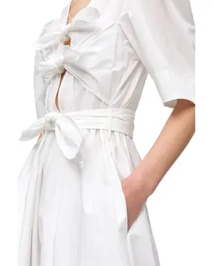 GANNI Stretch Cotton Midi Dress - Bright White