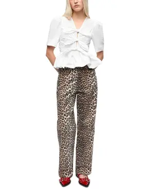 GANNI Tie Front Blouse - Bright White