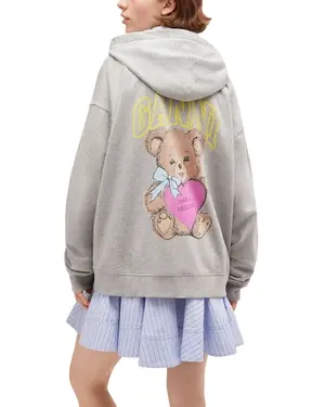 GANNI Teddy Zip Hoodie - Paloma Melange