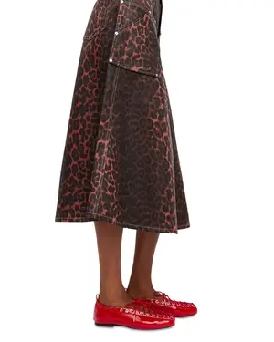 GANNI Eyelets Lace-up Ballerina Flats - Racing Red