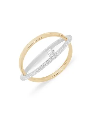 Lana Jewelry 14k White And Yellow Gold Diamond Pave Crossover Ring - Two Toned