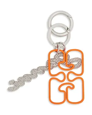 GANNI Strass Signature Keyring - Russet Orange