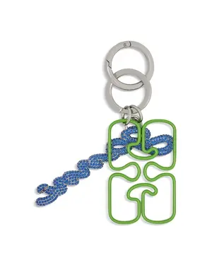 GANNI Strass Signature Keyring - Flash Green