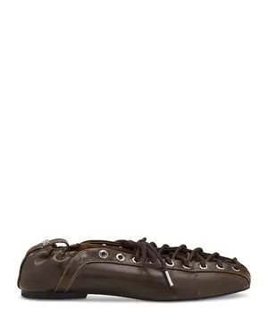 GANNI Eyelets Lace Up Ballerina Flats