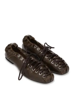 GANNI Eyelets Lace Up Ballerina Flats