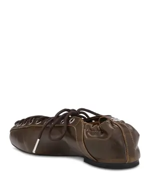 GANNI Eyelets Lace Up Ballerina Flats