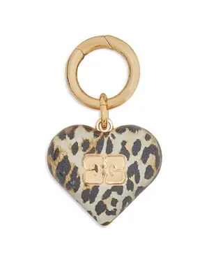 GANNI Bou Heart Charm - Leopard