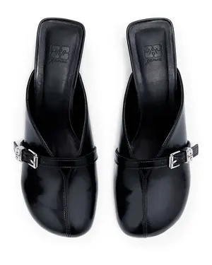 GANNI Sue Kitten Heel Mules - Black