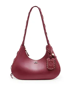 GANNI Medium Laces Hobo Bag - Burgundy