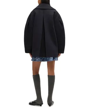 GANNI Oversized Pea Coat - Sky Captain