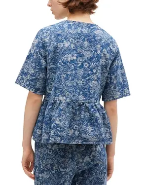 GANNI Tapestry Denim Peplum Top
