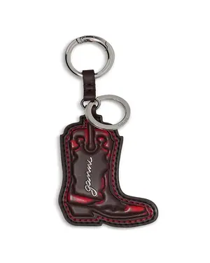 GANNI Leather Western Boot Keyring - Black