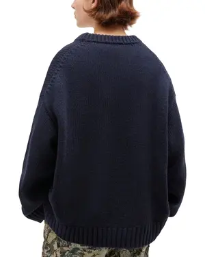 GANNI Chunky Mixed Wool-blend Crewneck Sweater - Sky Captain