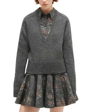 GANNI Deep V-neck Sweater - Phantom