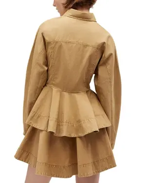 GANNI Washed Stretch Peplum Shirt - Lark