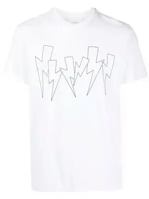 Neil Barrett Thunderbolt-print Crew-neck T-shirt - White