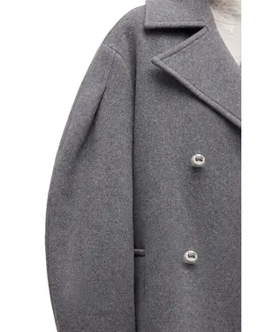 GANNI Oversized Pea Coat - Pewter