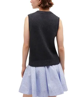GANNI Graphic Rose Wool Blend Vest - Phantom