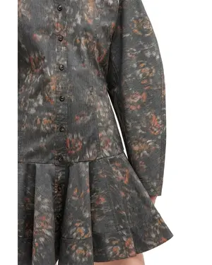 GANNI Floral Print Shirt Dress - Phantom