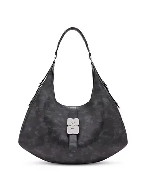 GANNI Large Vintage Leather Bag - Ebony