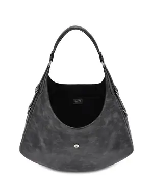 GANNI Large Vintage Leather Bag - Ebony