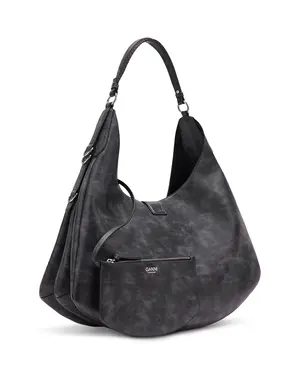 GANNI Large Vintage Leather Bag - Ebony