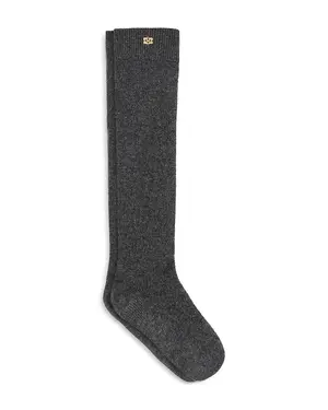 GANNI Wool Yak Mix High Socks - Phantom