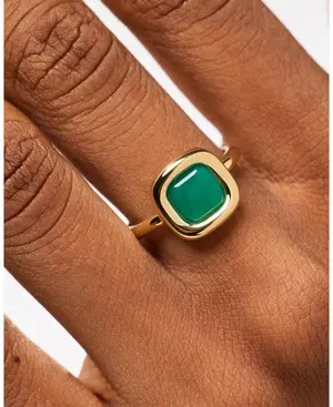 ANA LUISA Statement Clara Ring Green Onyx - Gold Green