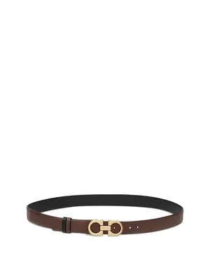 FERRAGAMO Donna Reversible Leather Belt Cocoa Brown