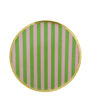 JOLLITY & CO Camp Bachelorette Striped Paper Dinner Plates, Set Of 8 - Multicolor