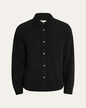 FRAME Cotton Waffle Texture Button-down Shirt - Black