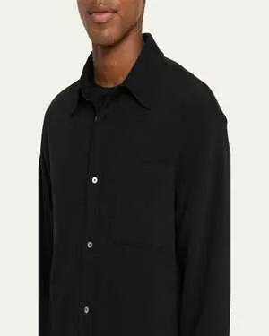 FRAME Cotton Waffle Texture Button-down Shirt - Black