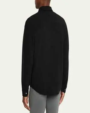 FRAME Cotton Waffle Texture Button-down Shirt - Black