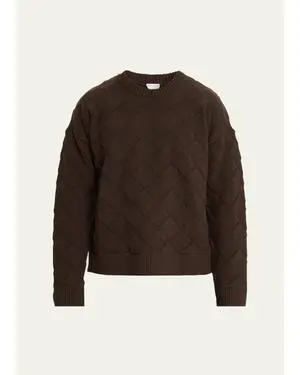 Bottega Veneta Intrecciato Wool Knit Crewneck Sweater - Espresso