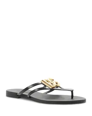 Dolce & Gabbana Rubber Beach Thong Sandals With Dg Logo Detail - Black/gold