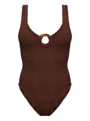 Hunza G Celine Crinkle Couverage Swimsuit Brown