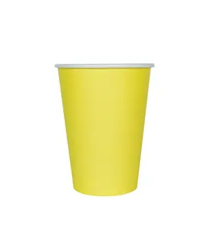 JOLLITY & CO Solid Shade Colors Paper Party Cups, Set Of 8 Banana