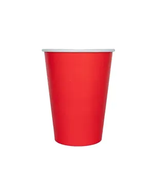 JOLLITY & CO Solid Shade Colors Paper Party Cups, Set Of 8 - Cherry