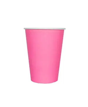 JOLLITY & CO Solid Shade Colors Paper Party Cups, Set Of 8 Flamingo
