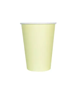 JOLLITY & CO Solid Shade Colors Paper Party Cups, Set Of 8 Lemon