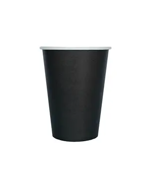 JOLLITY & CO Solid Shade Colors Paper Party Cups, Set Of 8 - Onyx