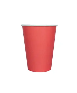 JOLLITY & CO Solid Shade Colors Paper Party Cups, Set Of 8 - Poppy