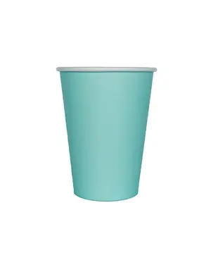 JOLLITY & CO Solid Shade Colors Paper Party Cups, Set Of 8 - Seafoam